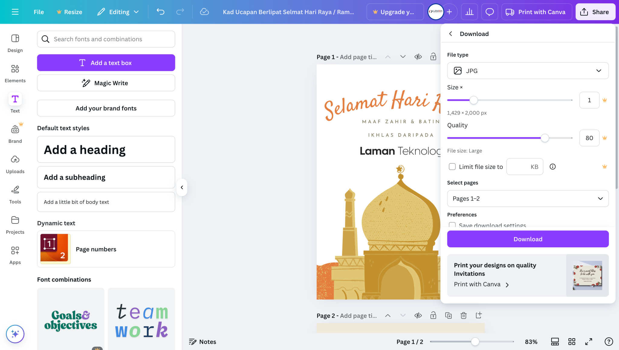 Tutorial Edit Kad Raya Menggunakan Canva - Malaysia IT Company